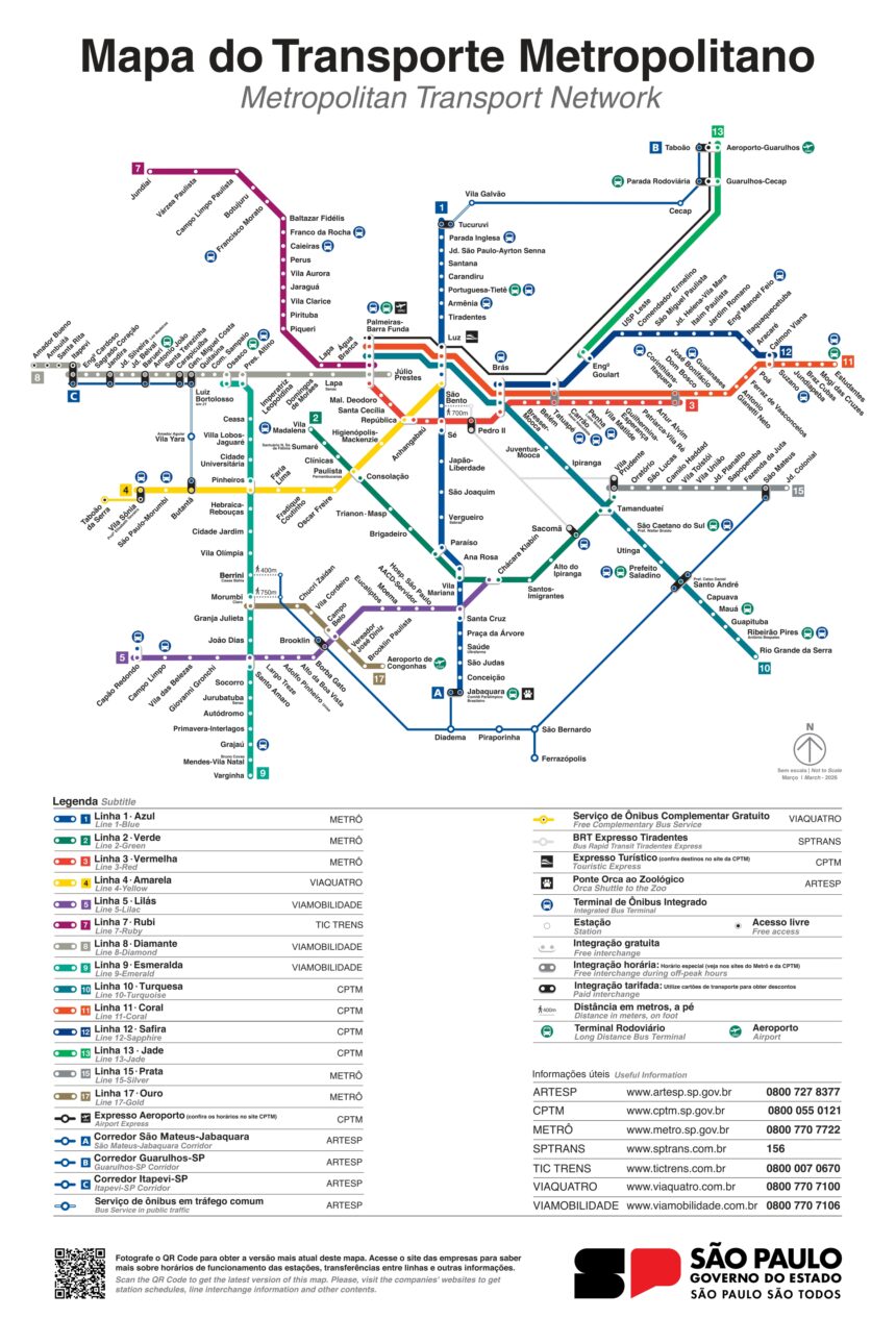 Governo de SP divulga mapa atualizado do metrô com a Linha 17-Ouro ...